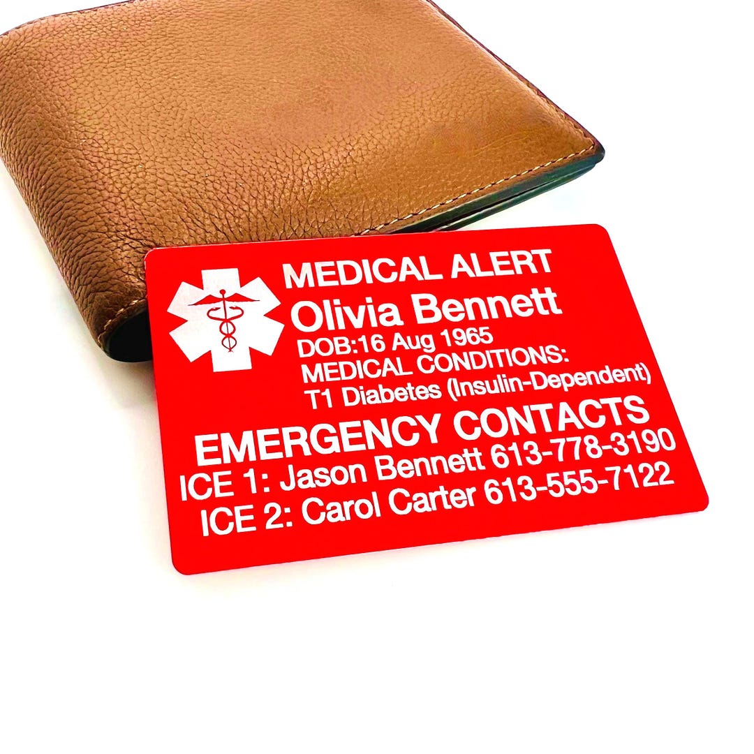 Double-sided Medical Alert Wallet Card • Premium Metal Emergency ID ...