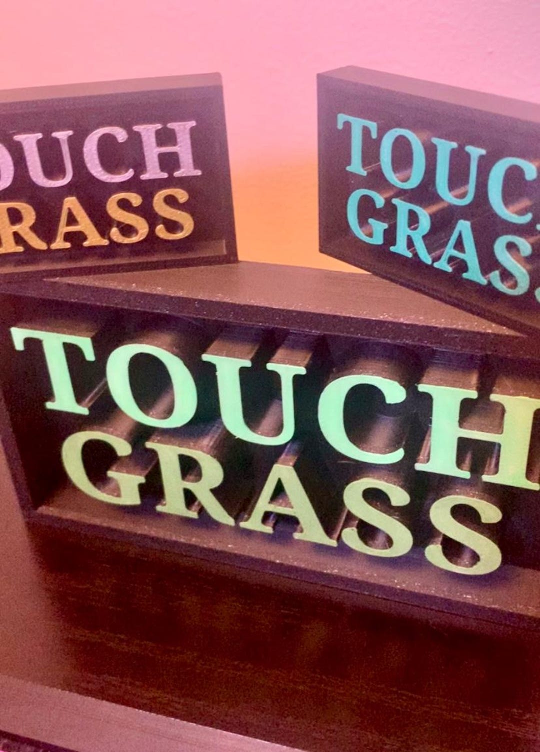 Touch Grass Sign – Hand Painted 3D Printed Desk Decor - Etsy