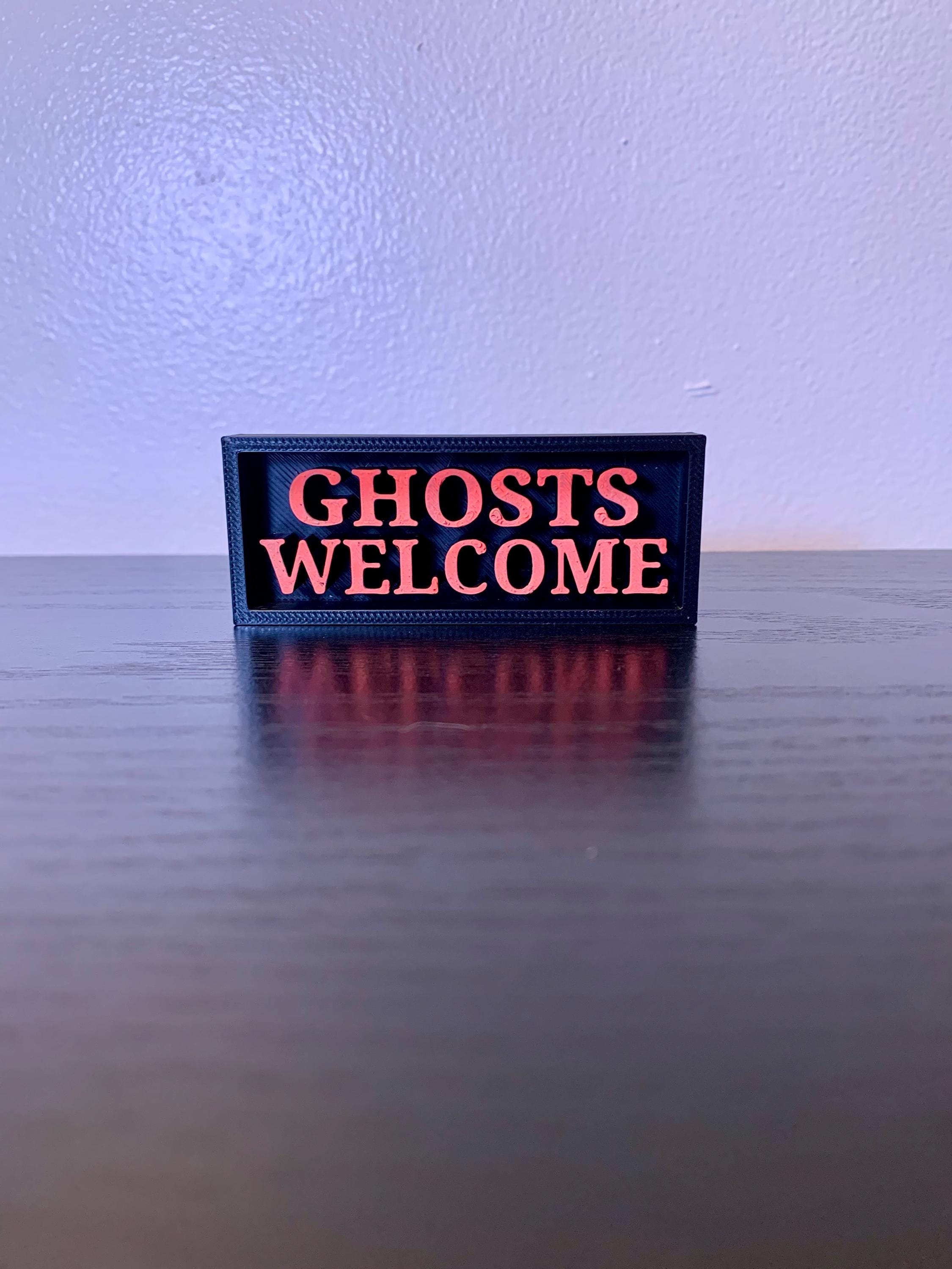 Ghosts Welcome 3D Printed Sign | Spooky Halloween Decor | Gothic ...