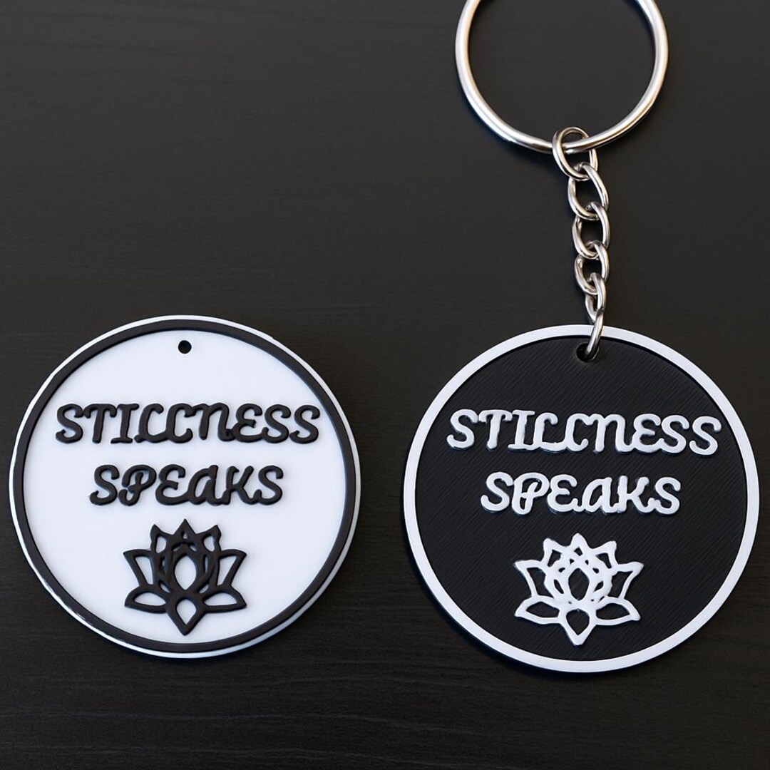 Stillness Speaks Keychain & Magnet - Mindfulness Lotus Charm ...