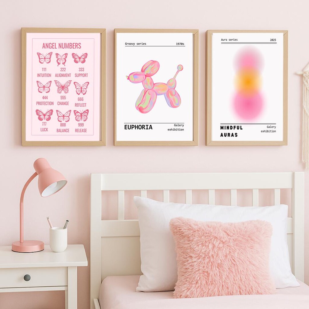 Angel Numbers Posters, Preppy Art, Balloon Dog, Groovy 70s Decor, Aura ...