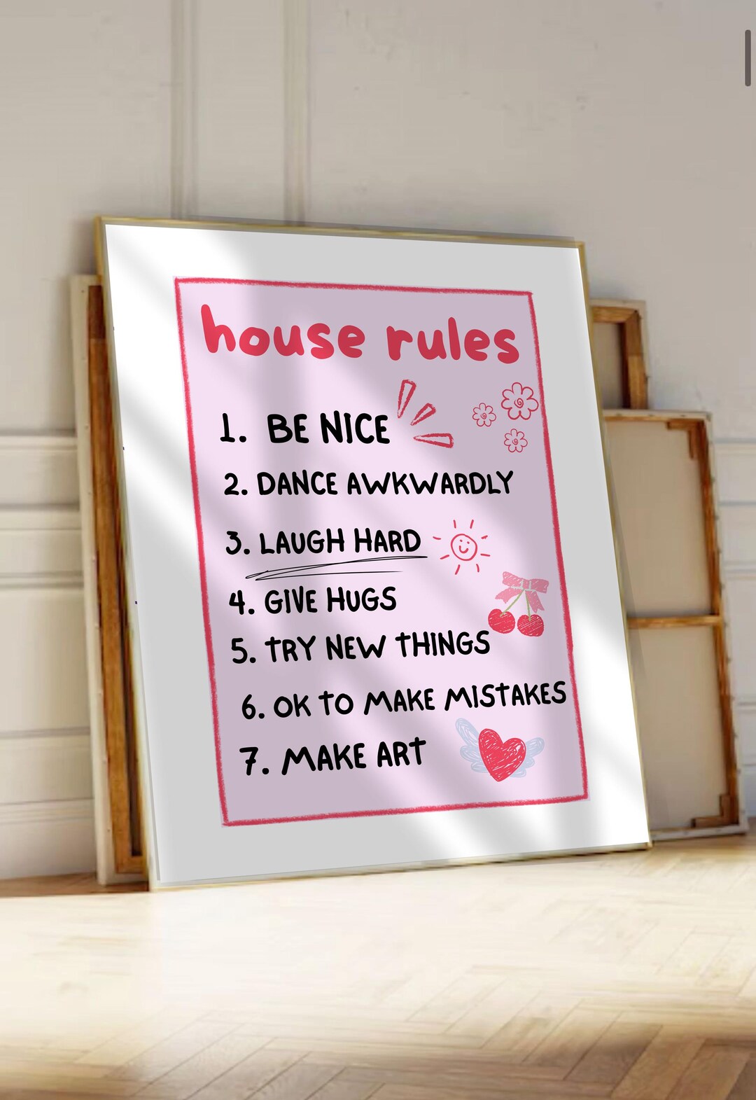 House of Rules Poster, Trendy Preppy Wall Art, Dorm Room Poster, Pink ...