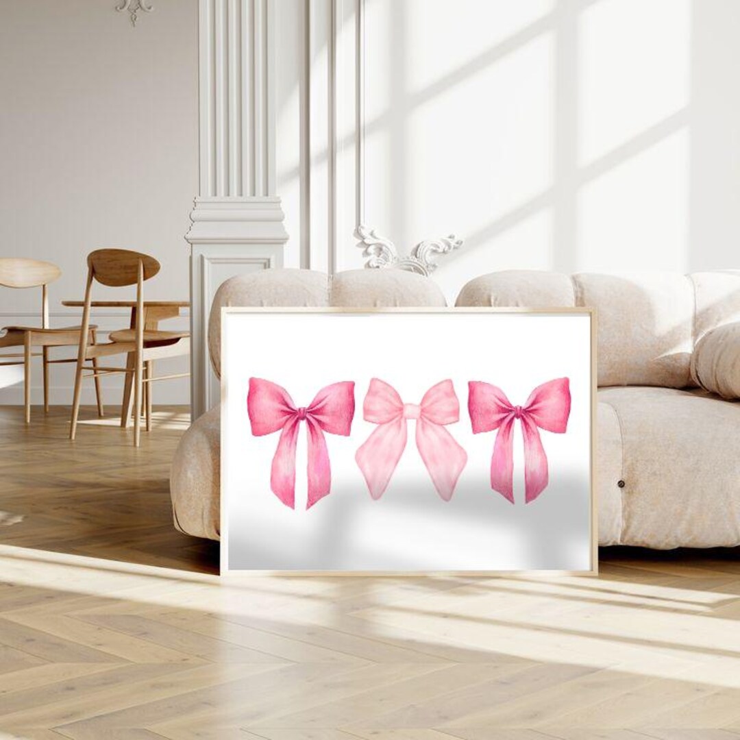 Pink Bow Wall Art – Coquette Aesthetic Poster – Cute Feminine Room ...