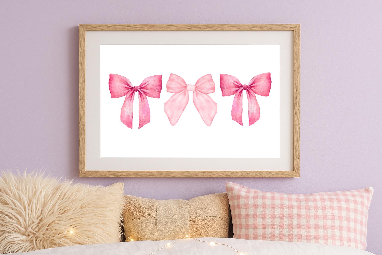 Pink Bow Wall Art – Coquette Aesthetic Poster – Cute Feminine Room ...