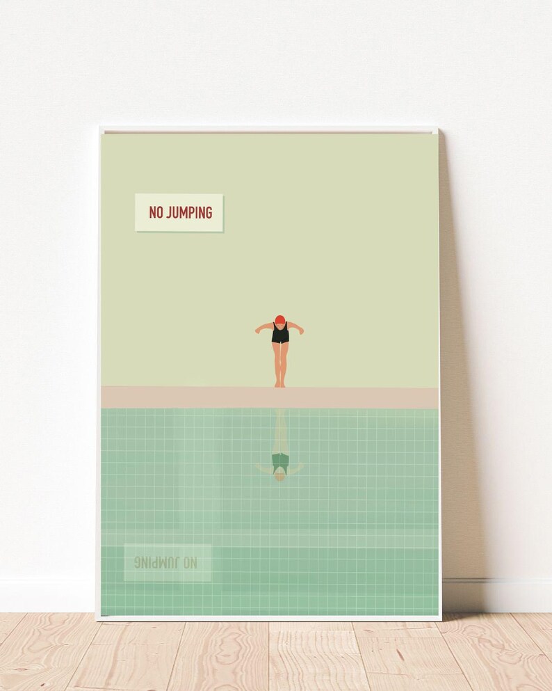 Retro Pool House Print | Vintage Swimmer Poster | Summer Wall Art ...
