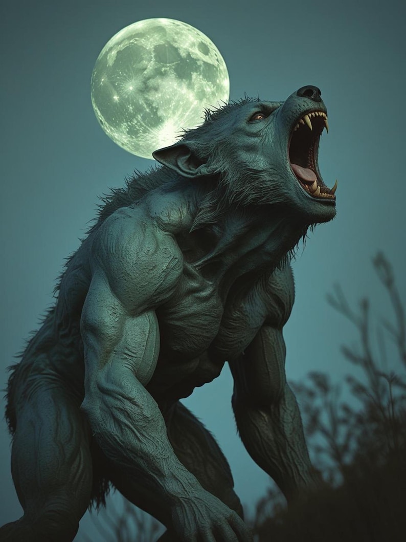 Howling Werewolf Illustration: Classic Movie Monster Art - Etsy
