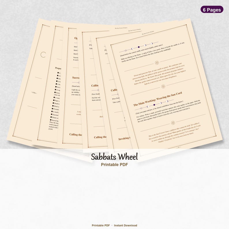 Sabbats Wheel Vol. II | Litha | Printable Book of Shadows, 6 Pages ...