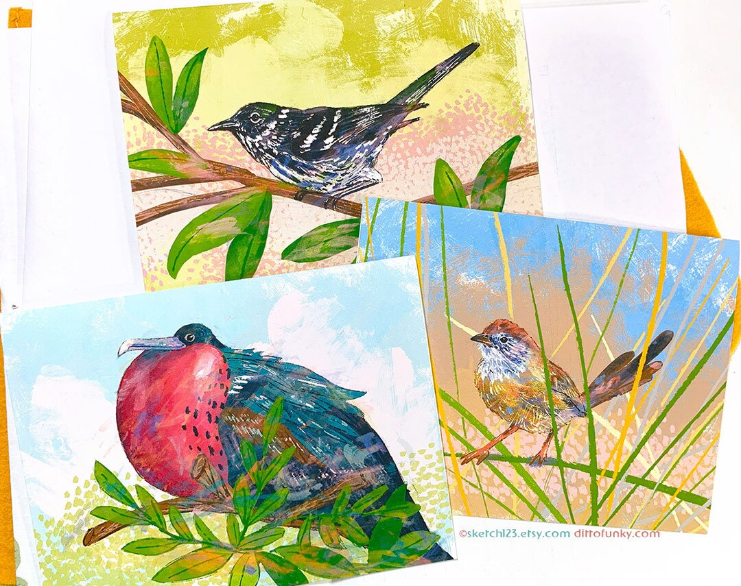 Avian August Bird Cards - Horizontal Cards of Elfin Woods Warbler ...