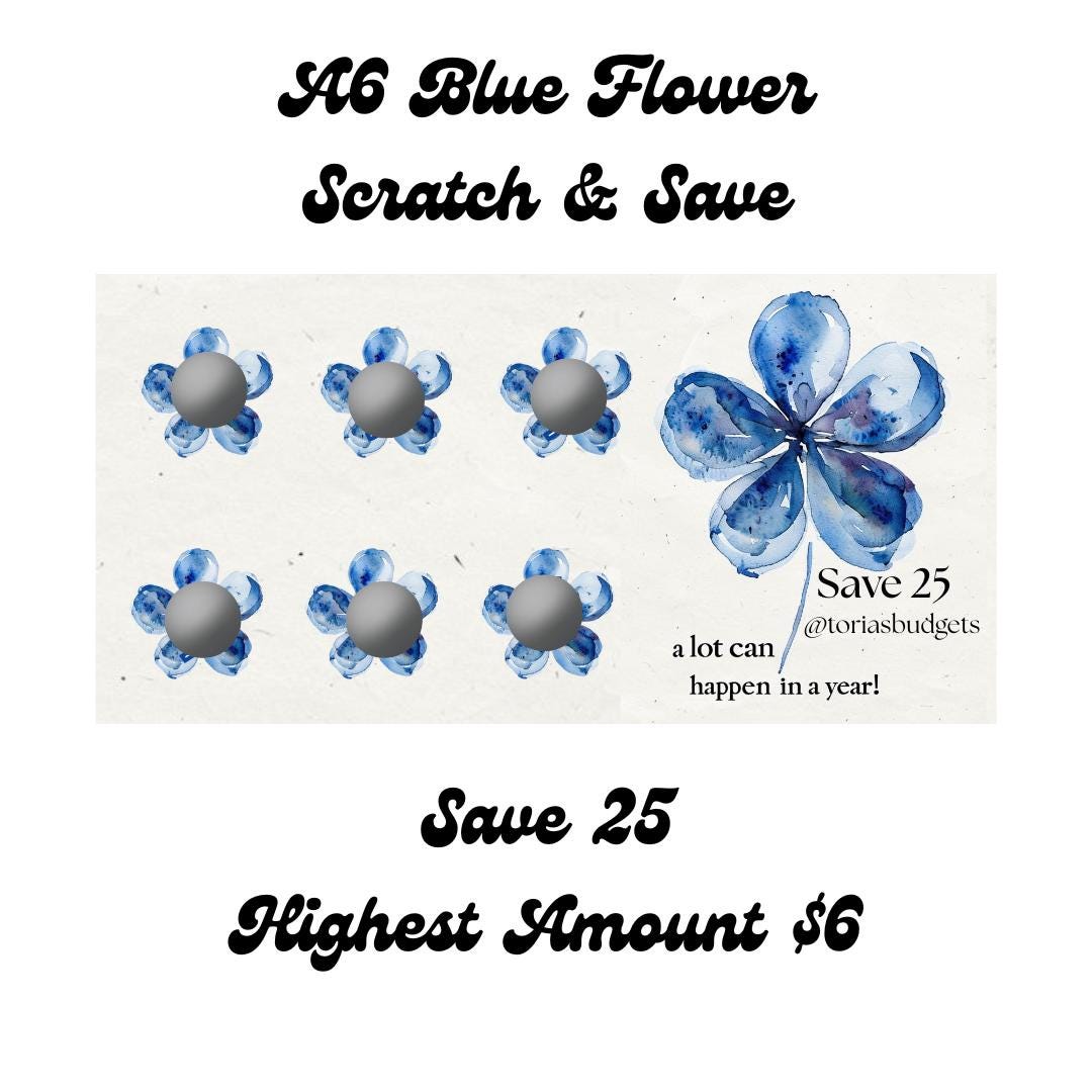 Blue Flower A6 Scratch and Save |save 25 | Low Denominations - Etsy