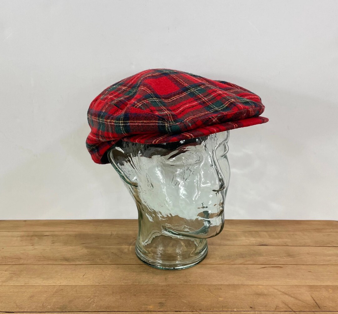Pendleton Wool Red Plaid Men’s Newsboy, Cabbie, Derby Hat, Flat Cap ...