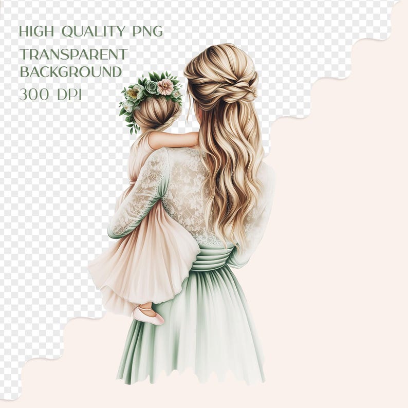 Cute Watercolor Mother's Day Clipart | Mom and Child PNG | Mother and ...