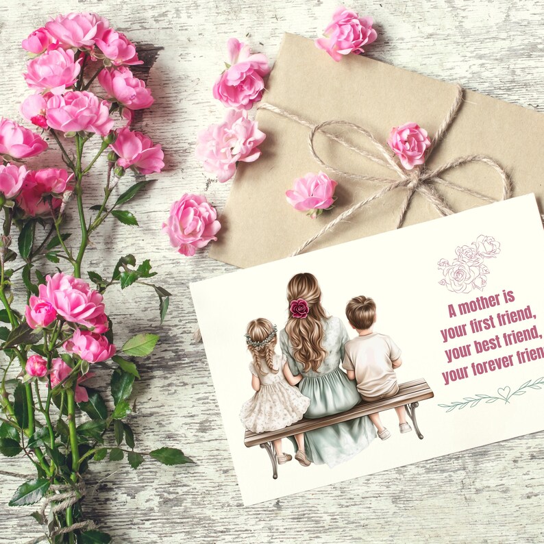 Cute Watercolor Mother's Day Clipart | Mom and Child PNG | Mother and ...