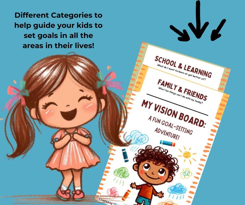 Printable Kids Vision Board Guide for Ages 5-8 | Goal-setting ...