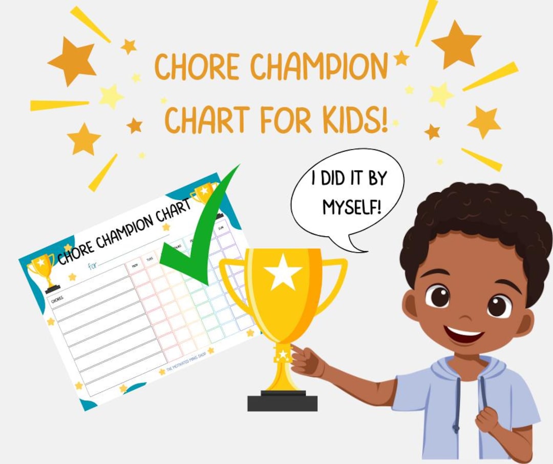 Printable Chore Champion Chart for Kids | Customizable Chore Chart With Morning, Afternoon ...
