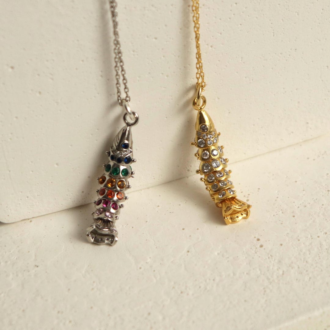 Colorful Articulated Fish Necklace, 925 Sterling Silver, Movable Fish ...
