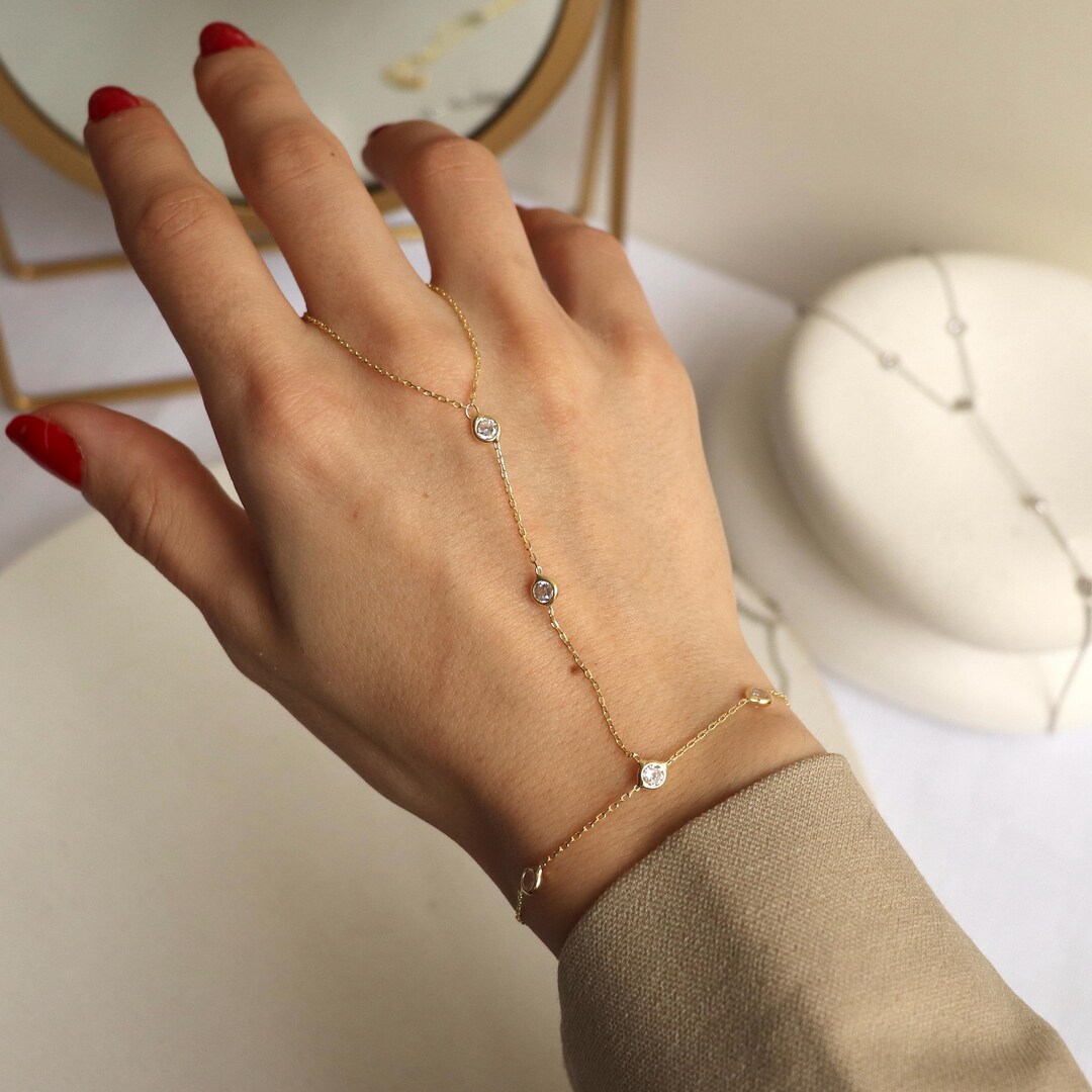 Silver Hand Chain, Bridal Hand Chain Bracelet, Silver Sahmaran, Finger ...