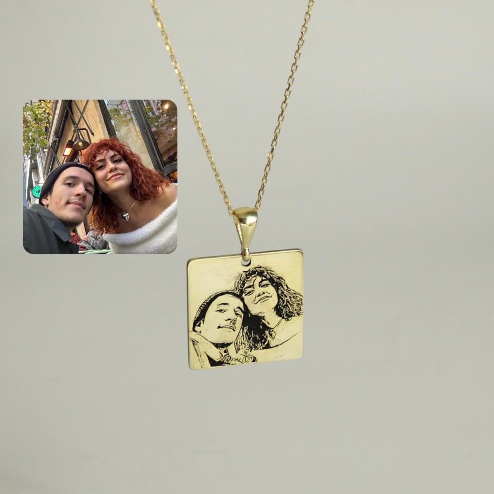 925 Silver Personalized Photo Engraved Necklace, Custom Picture ...