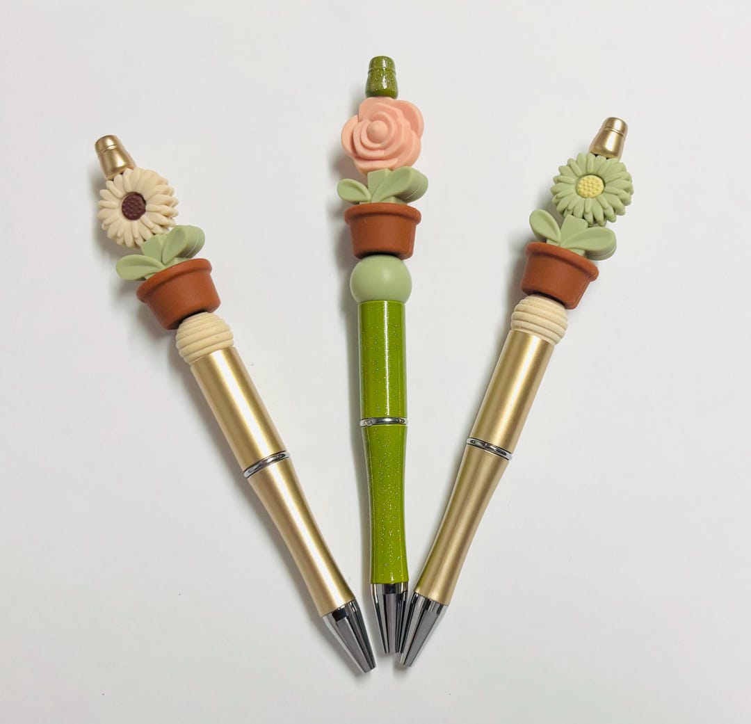 Cute Flower Pot Beaded Pens Silicone Focal Pens | Beaded Pens | Fancy ...