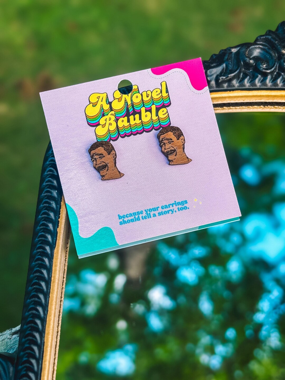 Wooden Yao Ming Meme Stud Earrings, Funny Meme Face Earrings, Laser Cut ...