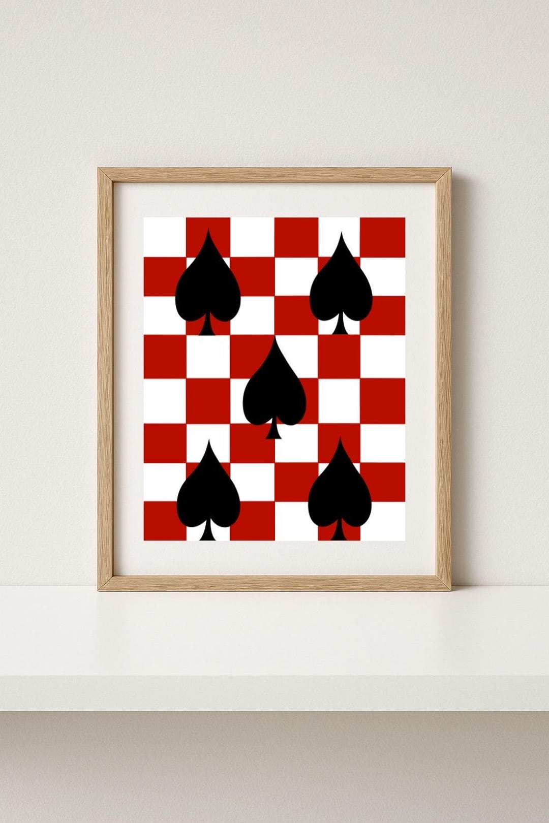 Modern Spade Pattern Wall Art | Checkerboard Graphic Print (digital ...