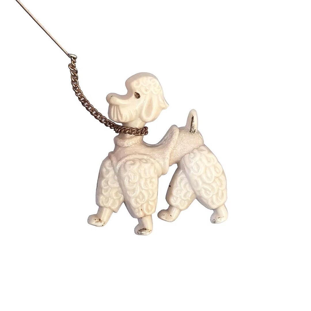 Original 1950s Vintage Poodle Dog on Lead Pin Brooch - Etsy