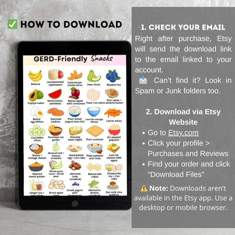 GERD Friendly Snacks Chart | Acid Reflux Food List Printable | Low Acid ...