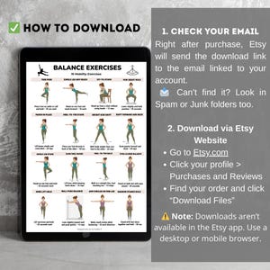 Balance Exercises Printable Chart, Balance Training Workout Poster ...