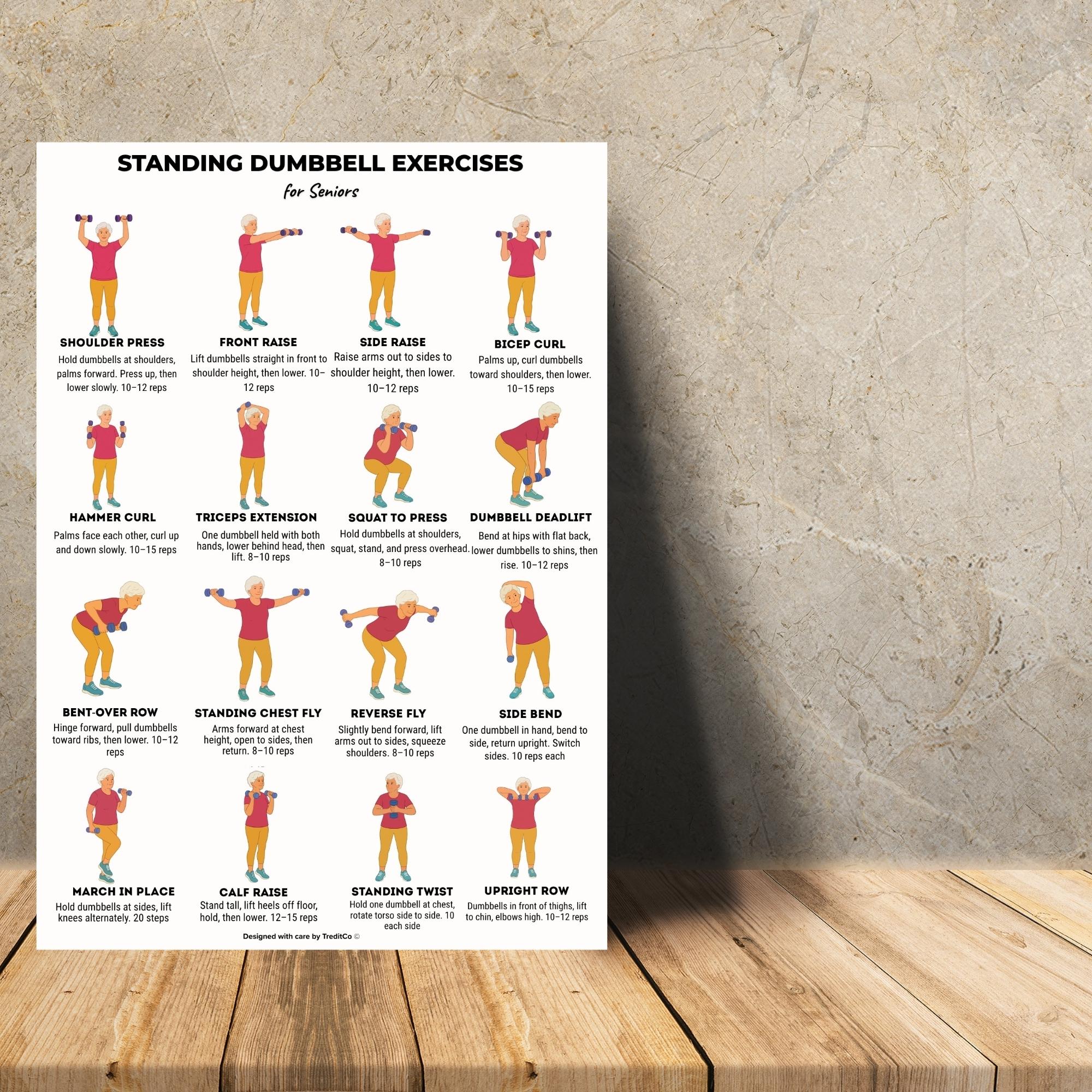 Standing Dumbbell Exercises for Seniors PDF – 16 Illustrated Strength ...