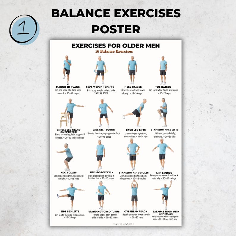 Exercises for Older Men Bundle Printable, Standing Balance Chair ...