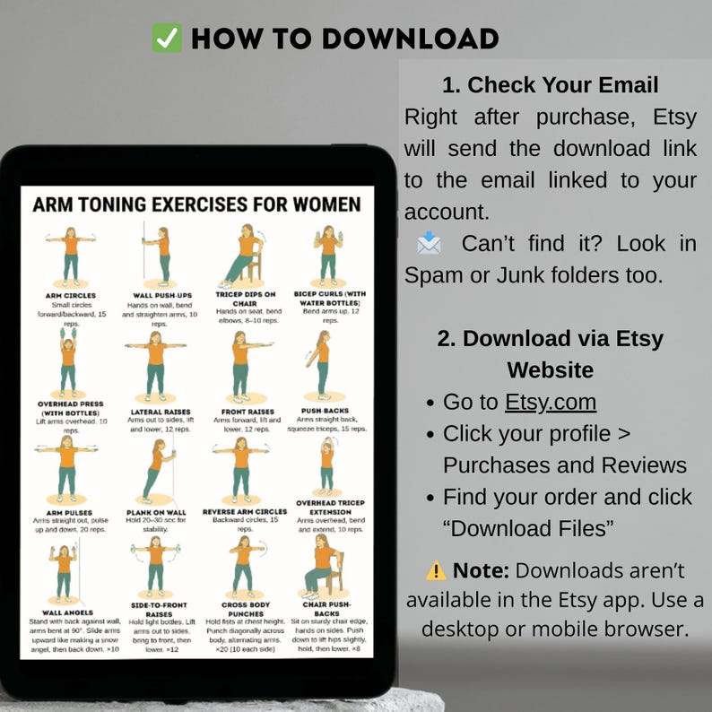 Arm Toning Exercises for Women, Printable Upper Body Workout, at Home Strength Routine, Chair ...