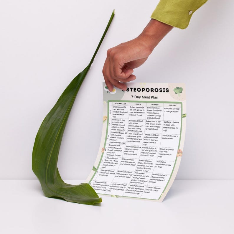 Osteoporosis Meal Plan Printable, 7-day Bone Friendly Diet PDF, Calcium ...