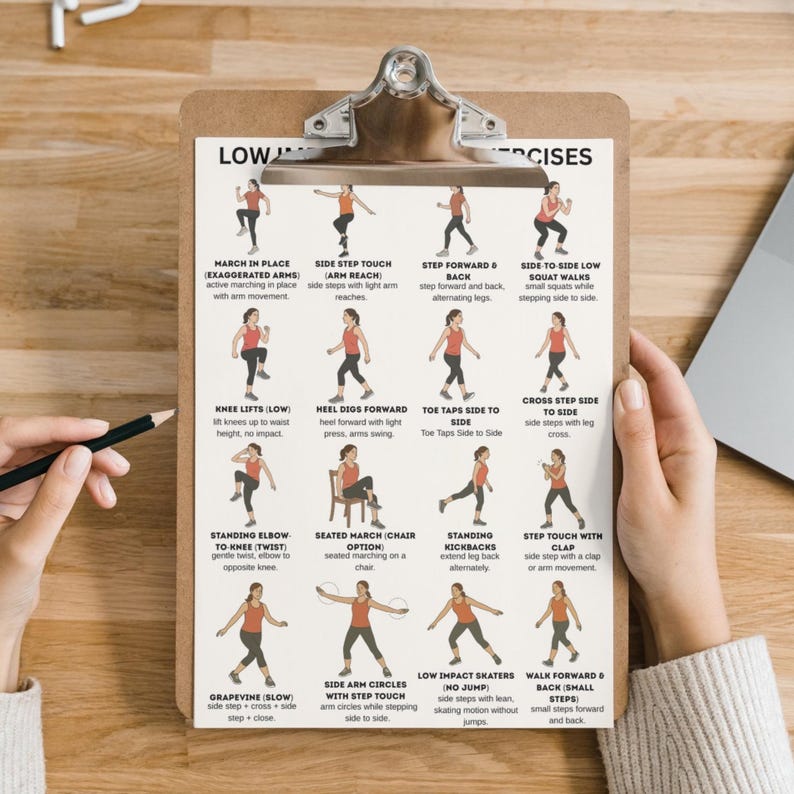 Low Impact Cardio: Senior & Beginner Home Workout Chart (PDF Download ...