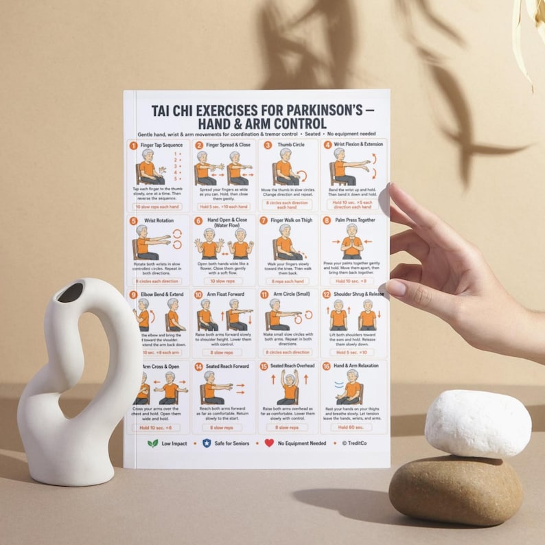 Tai Chi Exercises for Parkinson's Printable PDF-16 Gentle Hand & Arm ...