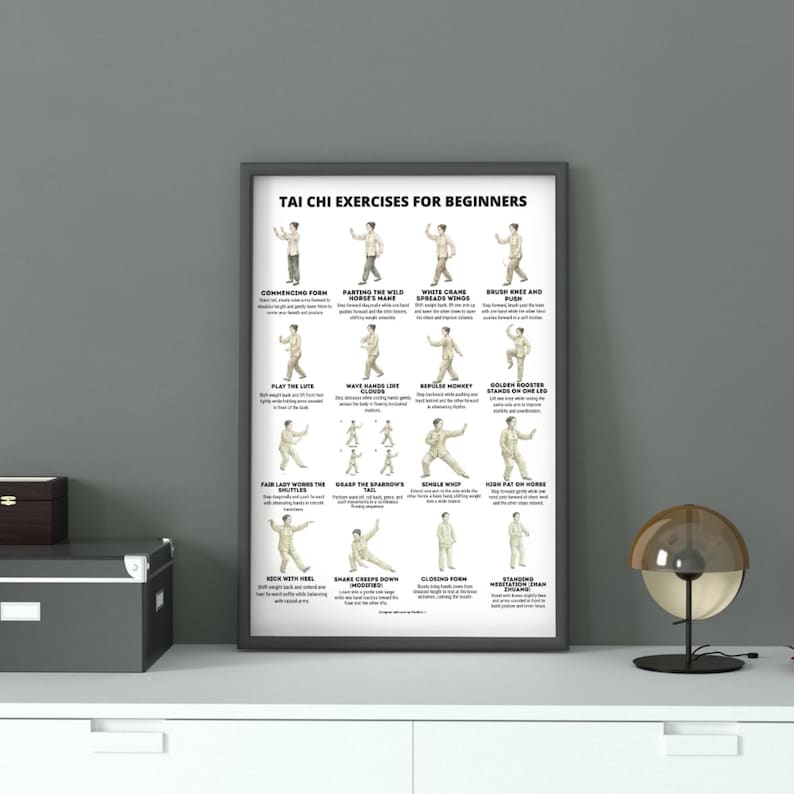 Tai Chi for Beginners Men Women Printable Poster PDF, Tai Chi Workout ...