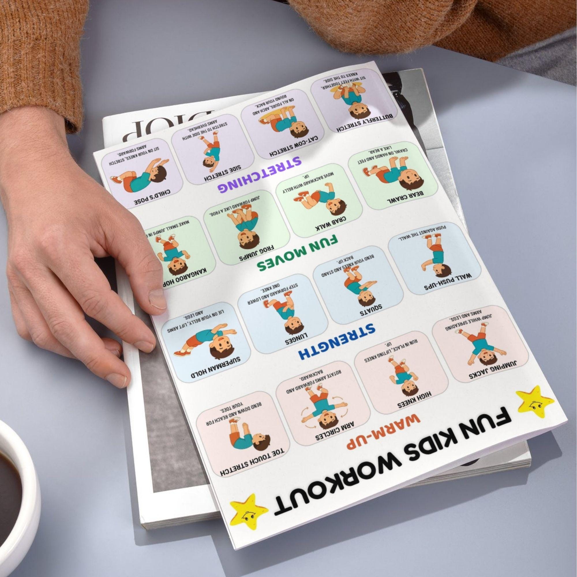 Kids Fitness Poster, Kids Exercise Chart, Printable Workout for ...