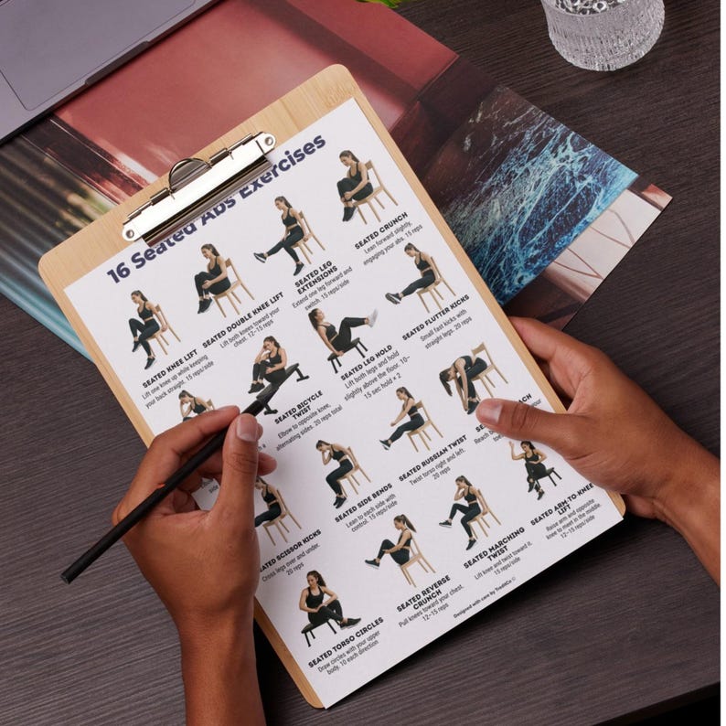 Seated Abs Exercises Printable, 16 Chair Ab Workouts, Illustrated ...