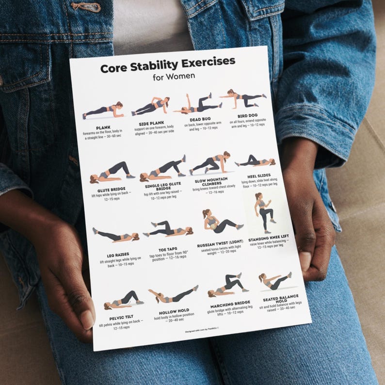 Core Stability Exercises for Women | Core Stability Workout Printable ...