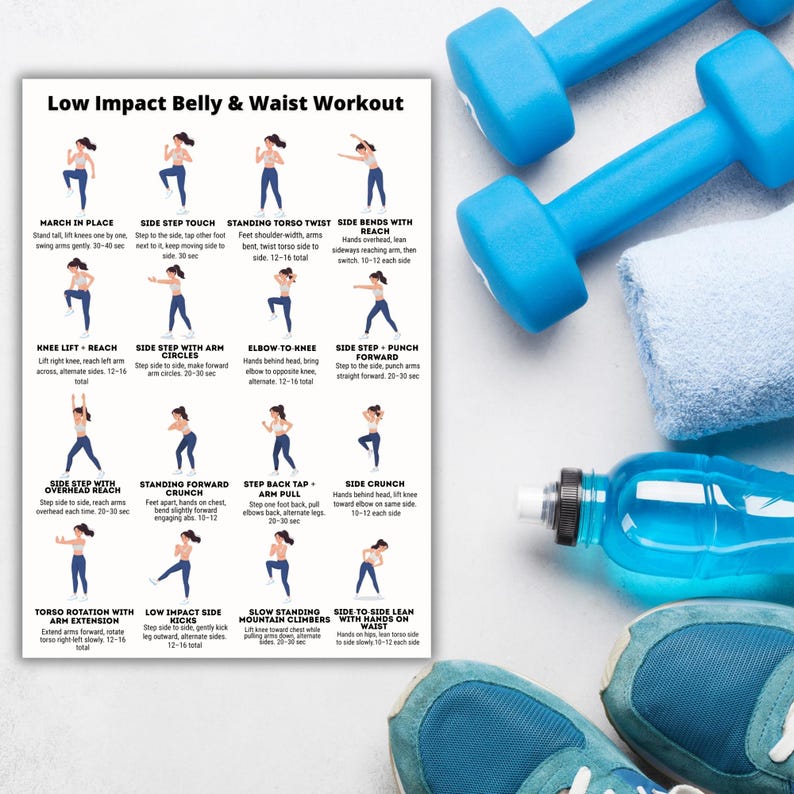 Low Impact Standing Cardio Workout Printable | Belly and Waist ...