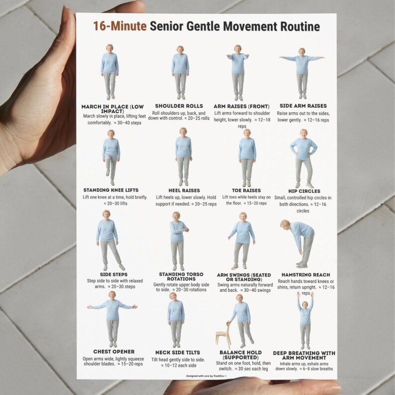 Senior Exercise Poster, Standing Exercises for Seniors, 16 Minute ...