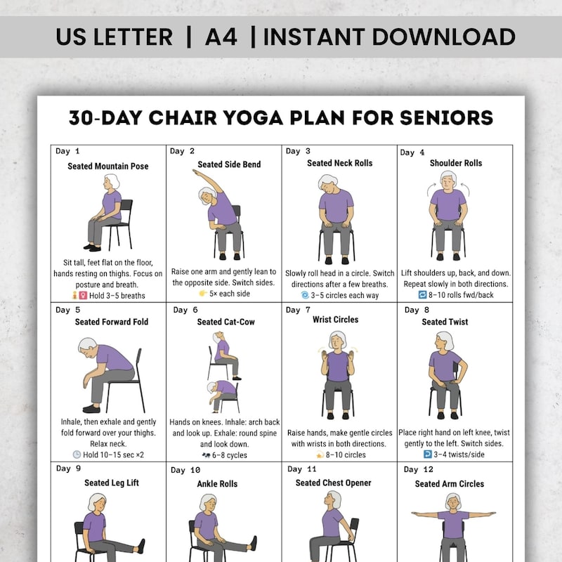 Seated Yoga Challenge - Etsy