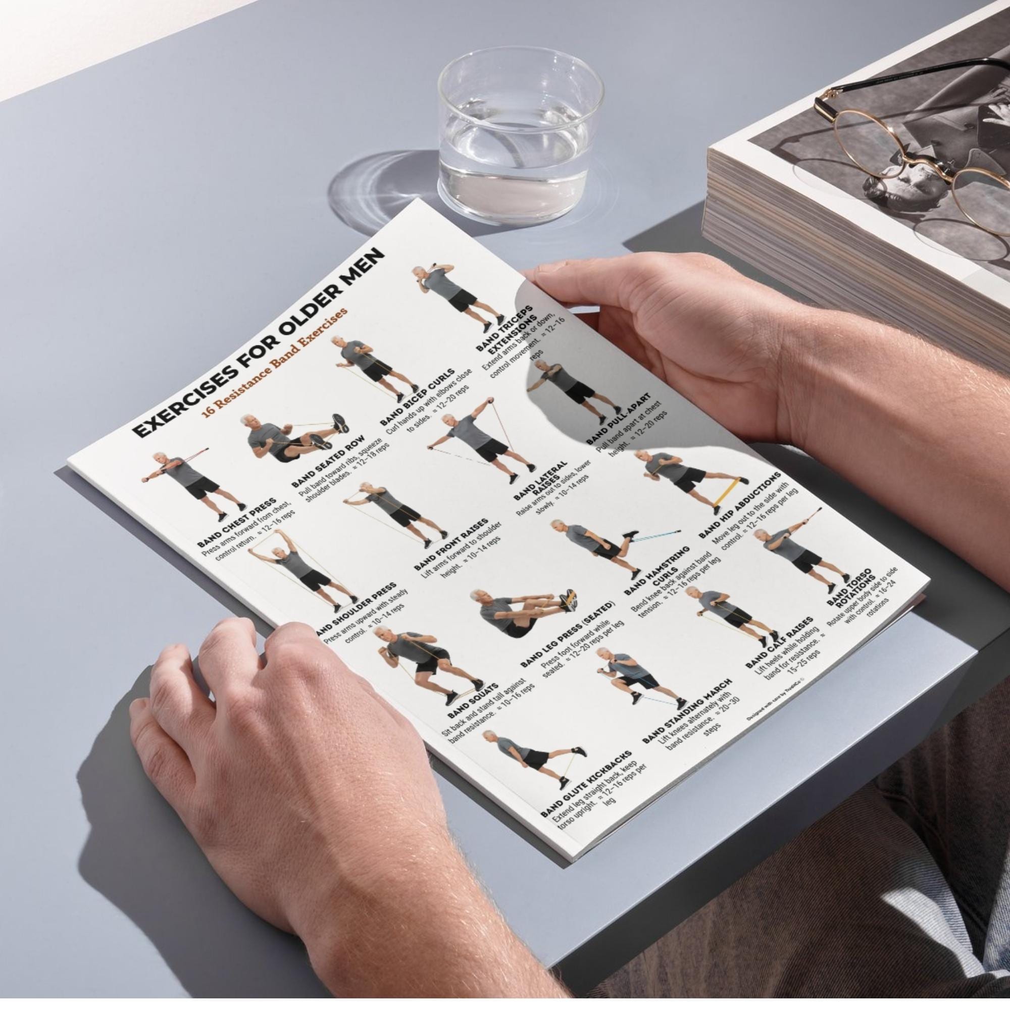 Exercises for Older Men Printable – 16 Resistance Band Exercises ...