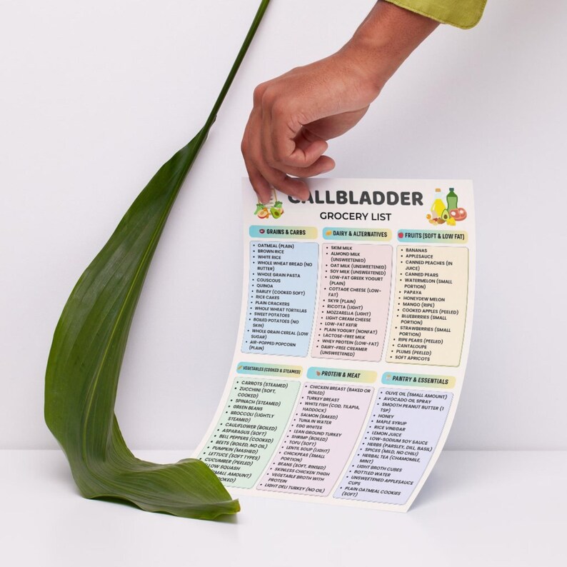 Gallbladder Grocery List Printable, Gallbladder Diet Foods PDF ...
