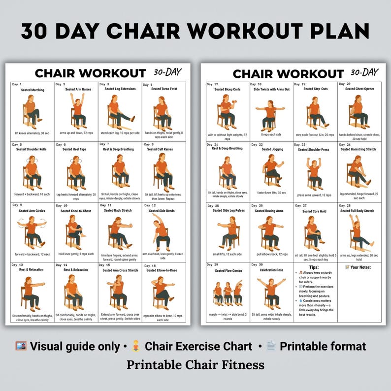 30 Day Chair Workout Plan | Seated Exercises for Seniors & Beginners ...