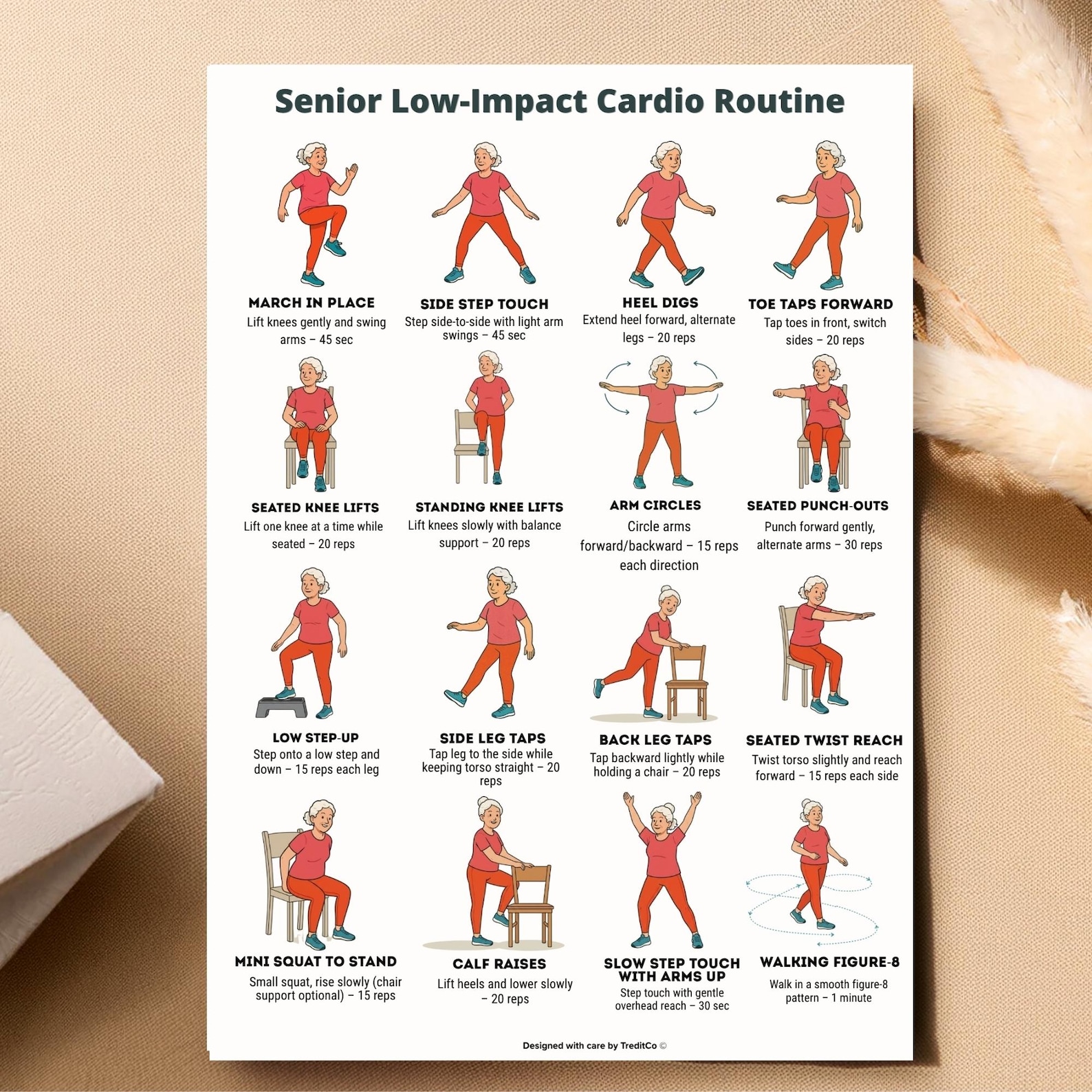 Senior Low Impact Cardio Exercise, 16 Exercise Routine for Seniors ...