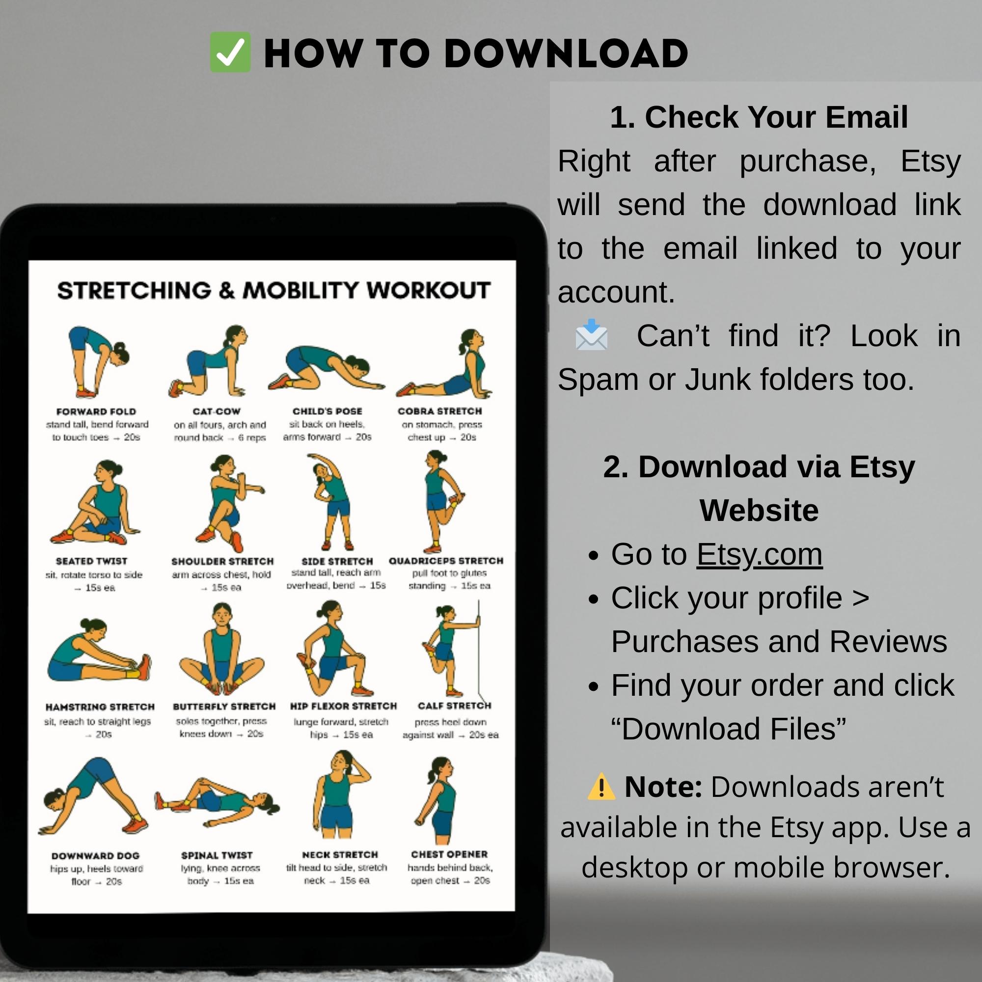 Stretching & Mobility Workout Printable Poster – 16 Flexibility ...