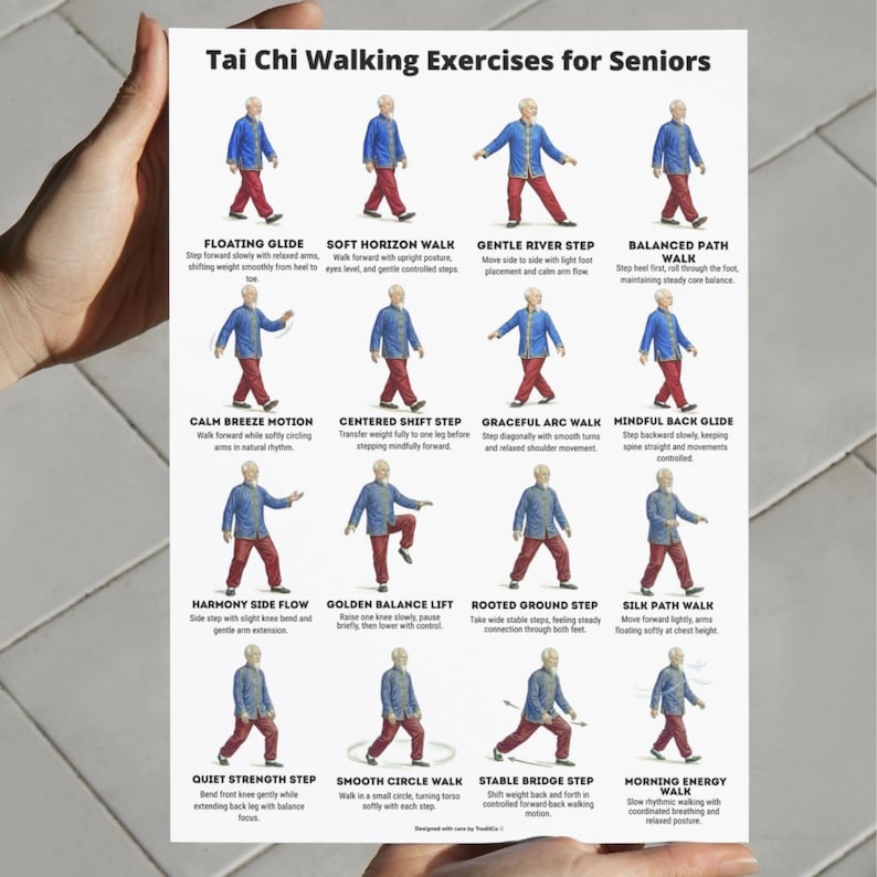 Tai Chi Walking Exercises for Seniors Printable PDF, Gentle Balance and ...