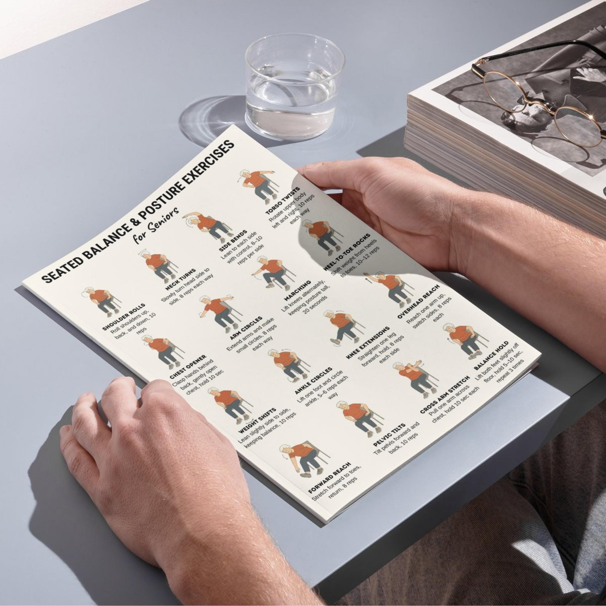 Seated Balance & Posture Exercises for Seniors Printable PDF | Chair ...