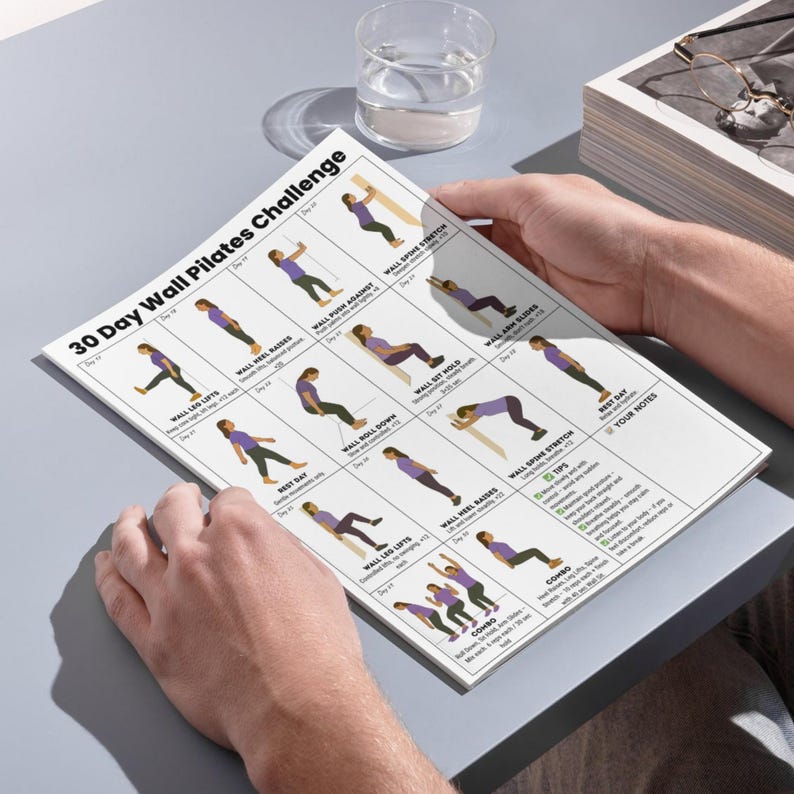30 Day Wall Pilates Challenge Printable PDF, Gentle Daily Wall ...