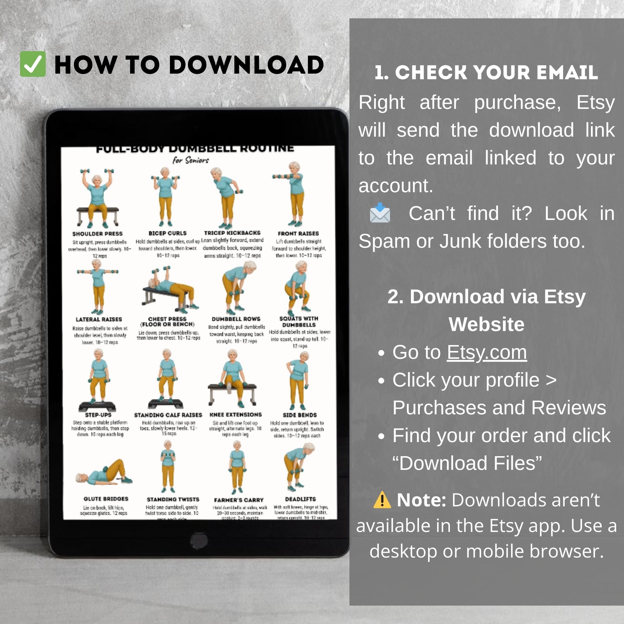 Full Body Dumbbell Workout for Seniors Printable | Low Impact Strength ...