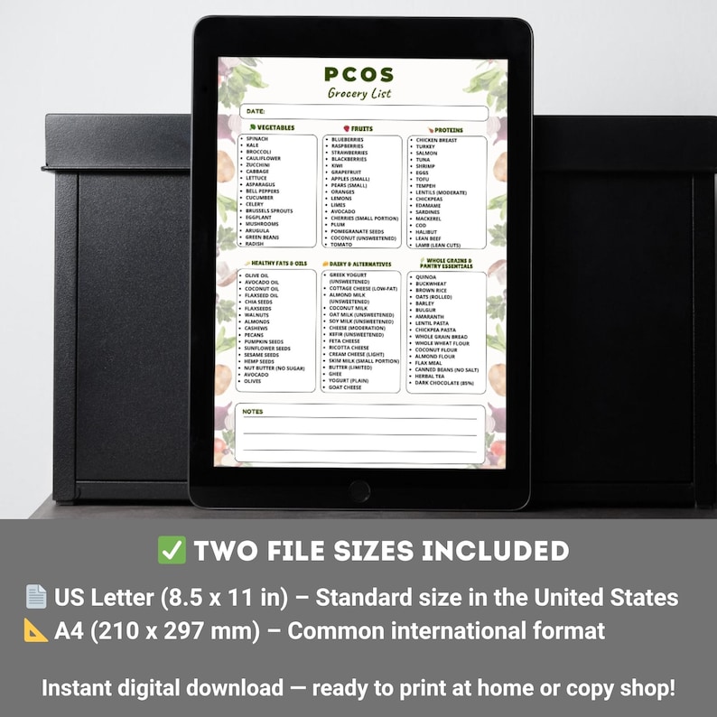 PCOS Grocery List Printable Pdf, PCOS Food List, Low GI Diet Chart ...